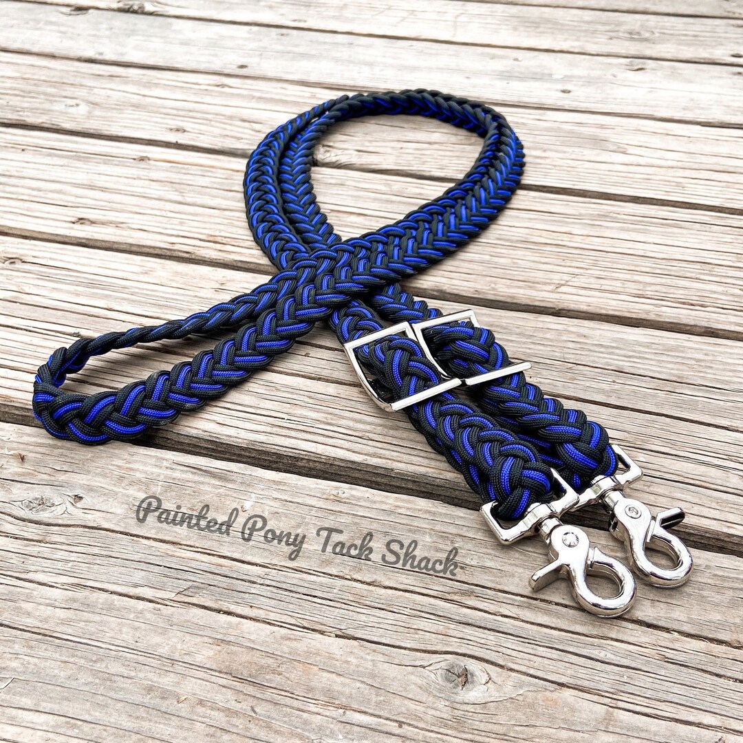 Thin Blue Line Original Style Braided Paracord Barrel Reins, Custom ...