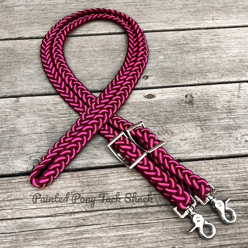 Rose Petal Original Style Braided Paracord Barrel Reins, Custom, Barrel ...