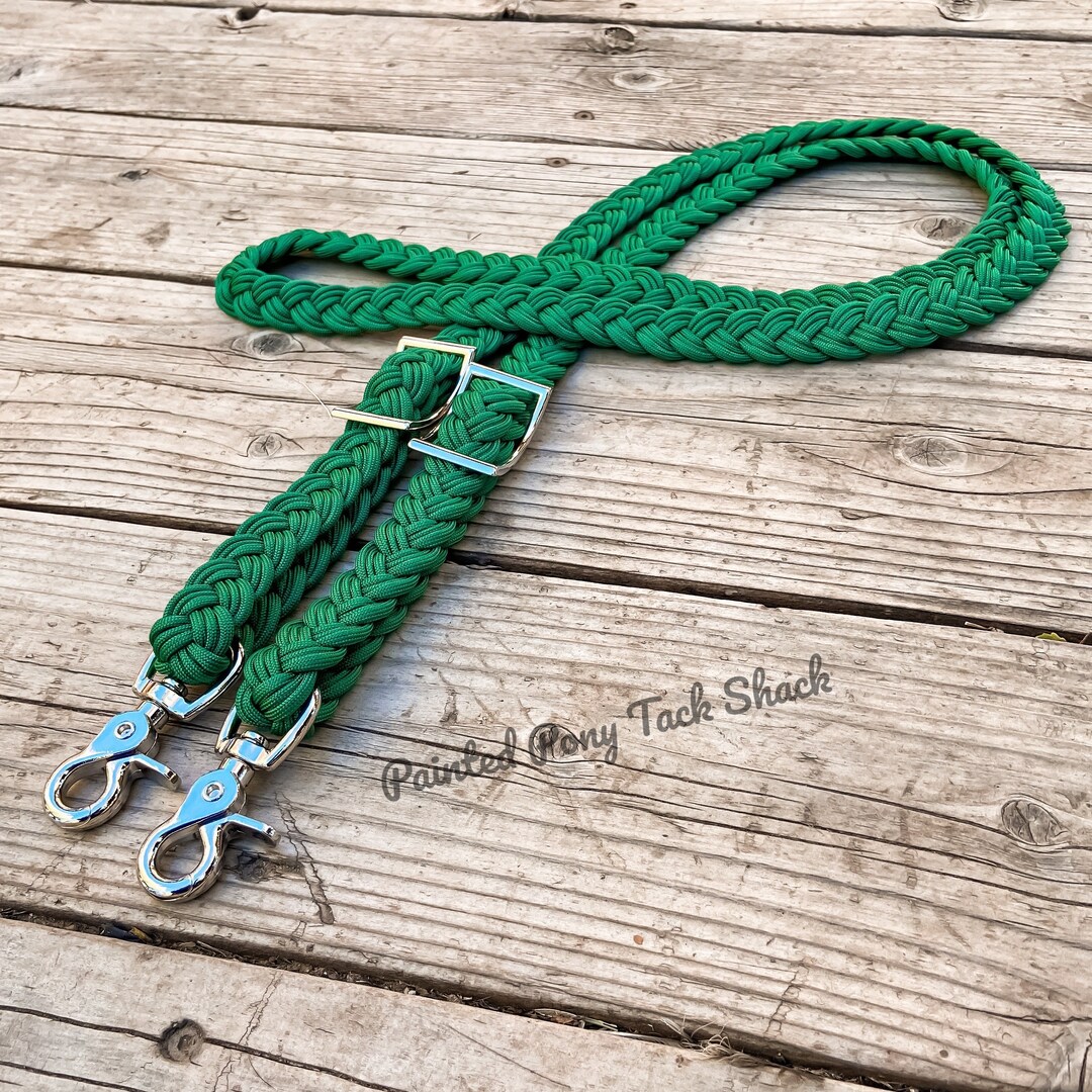 Kelly Green Original Style Braided Paracord Barrel Reins, Custom ...