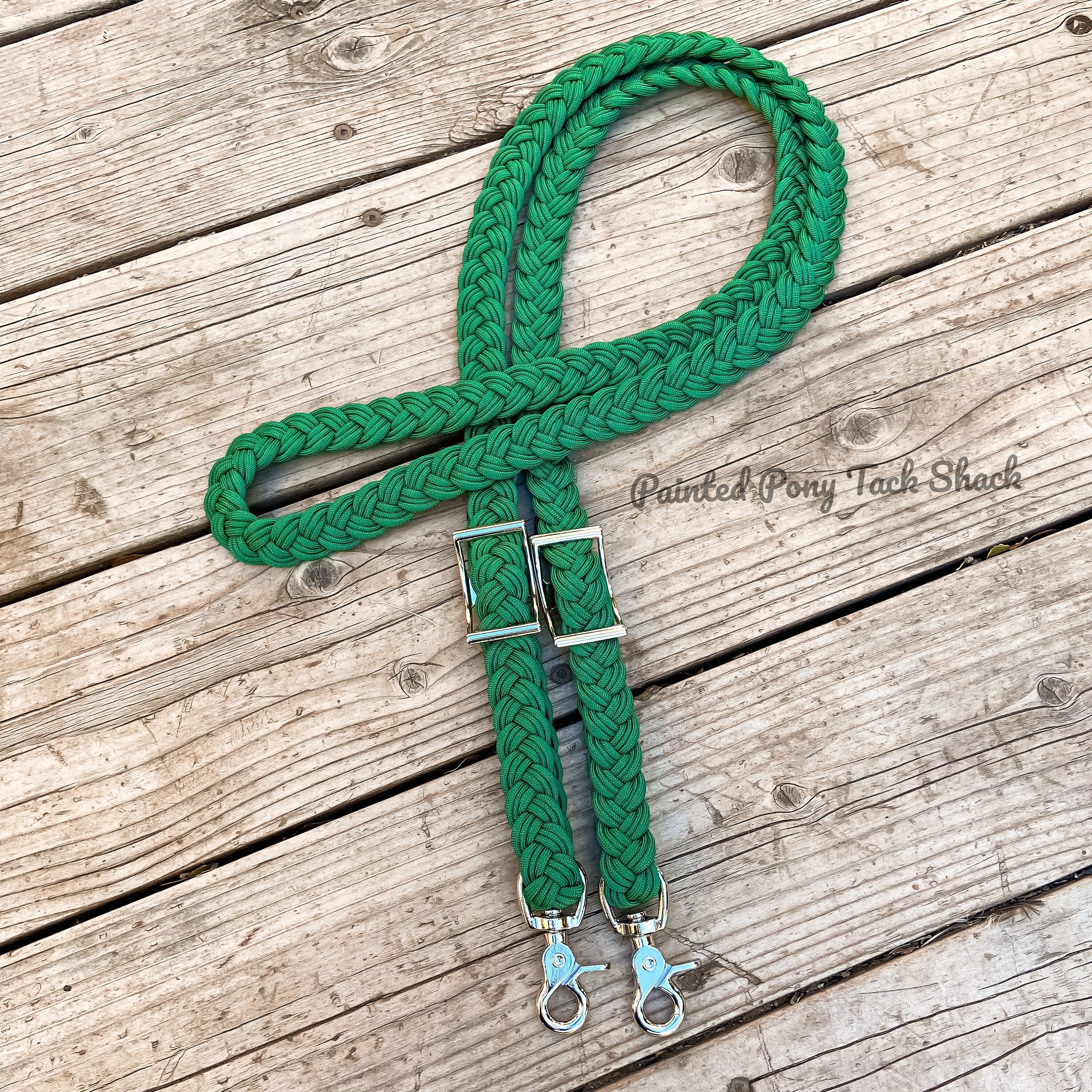 Kelly Green Original Style Braided Paracord Barrel Reins, Custom ...