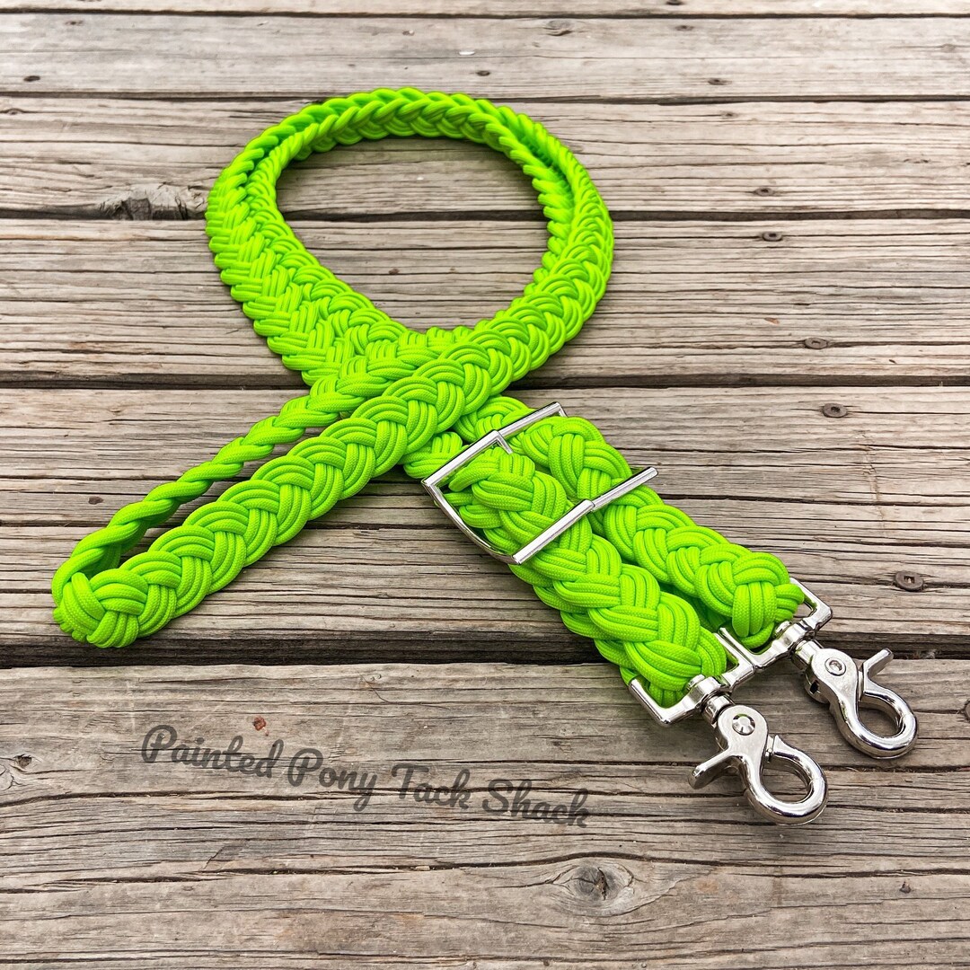 Lime Green Original Style Braided Paracord Barrel Reins, Custom, Barrel ...