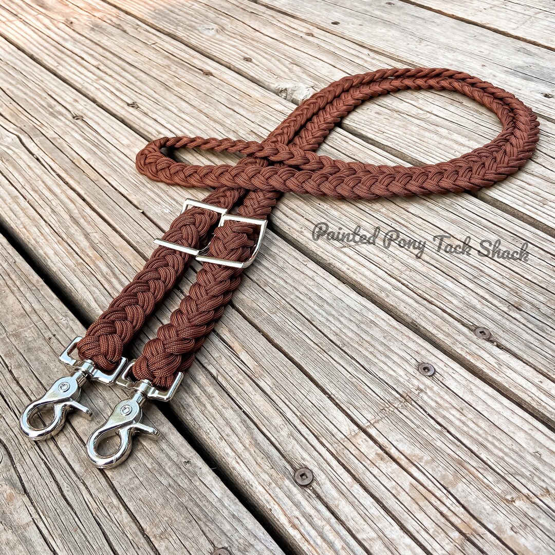 Leather Brown Original Style Braided Paracord Barrel Reins, Custom ...