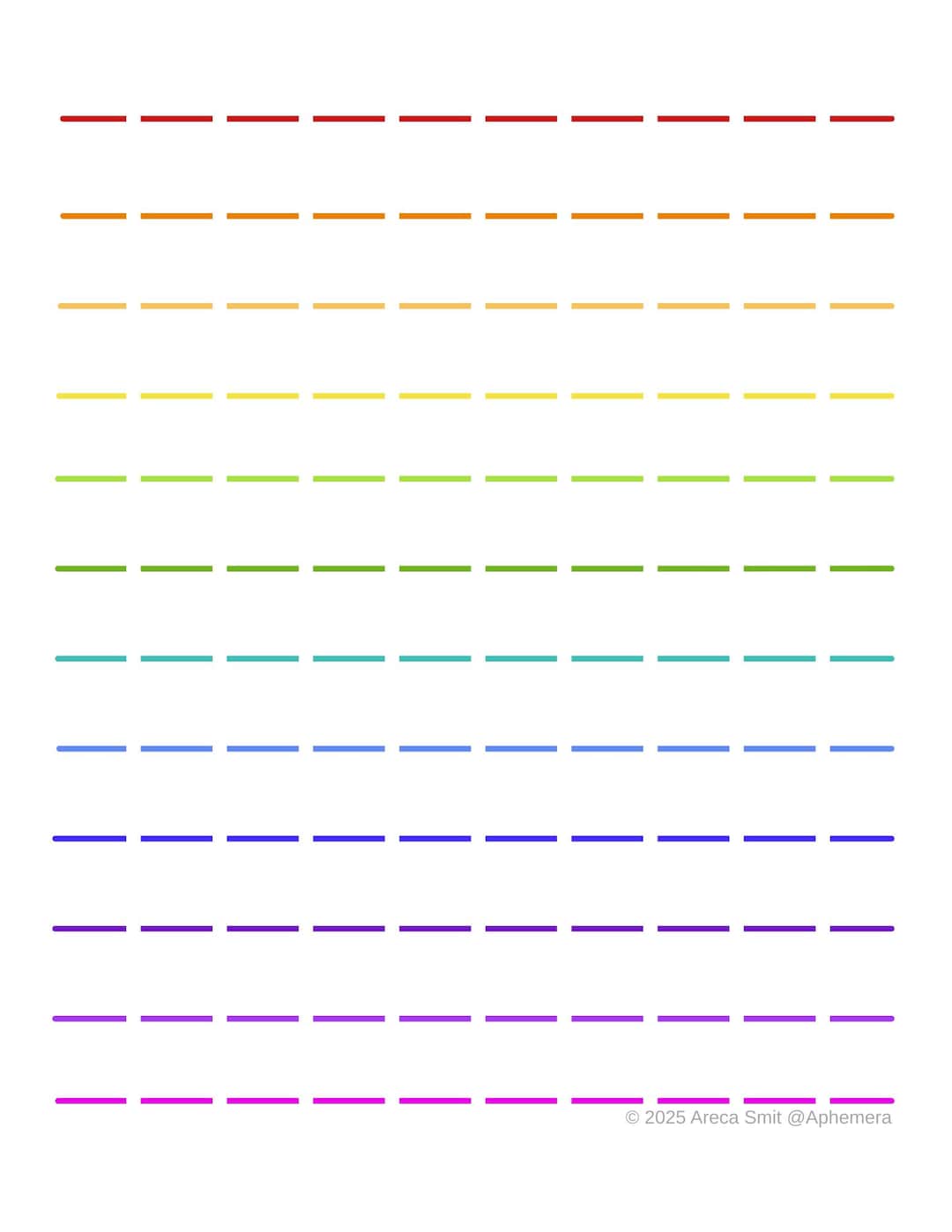 Printable Kids Handwriting Practice Paper – Rainbow Lined Writing ...