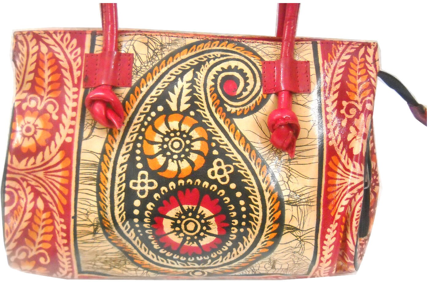 Paisley Batik Design 100% Pure Leather Handmade Shantiniketan Shoulder ...
