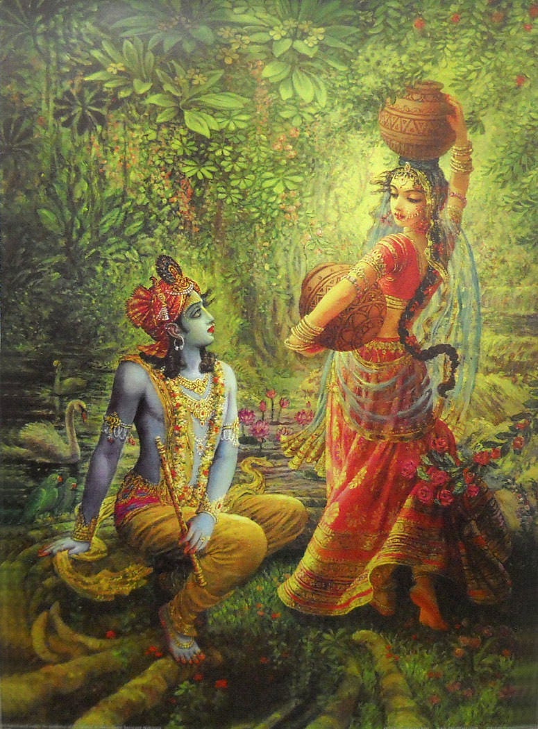 Divine Lovers Radha Krishna Hindu God Poster : Size 12x16 Inch - Etsy