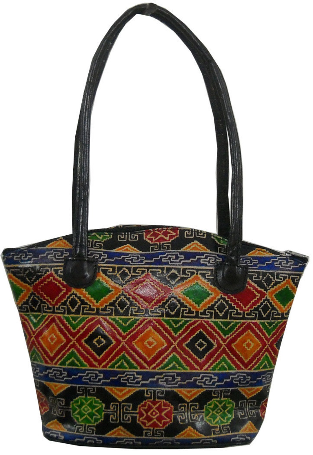 Colorful Geometrical Design Handmade 100% Pure Shantiniketan Leather ...