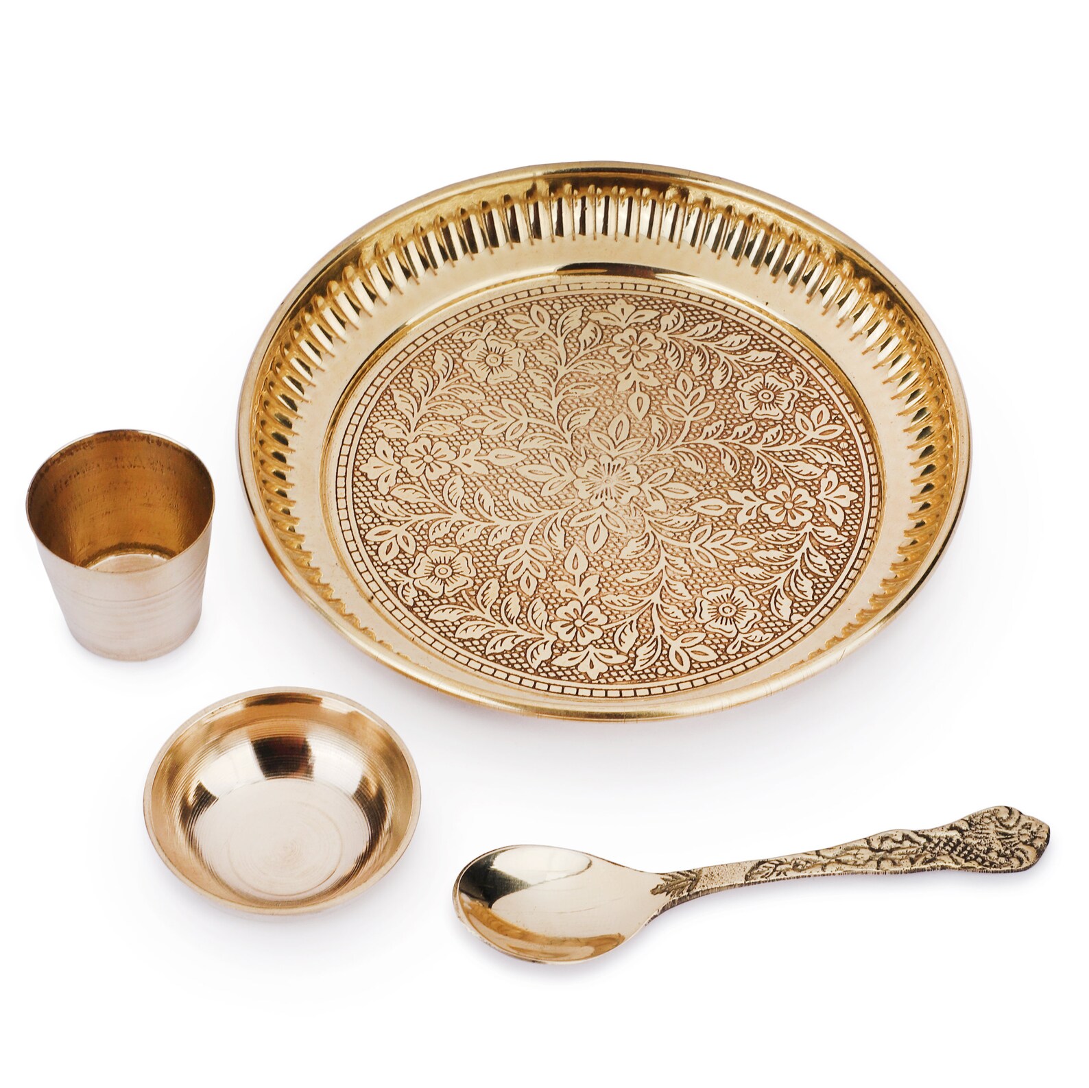 Crafts of India Bhog Thali Hindu Rituals Puja Plate. Set of 4 Pieces ...