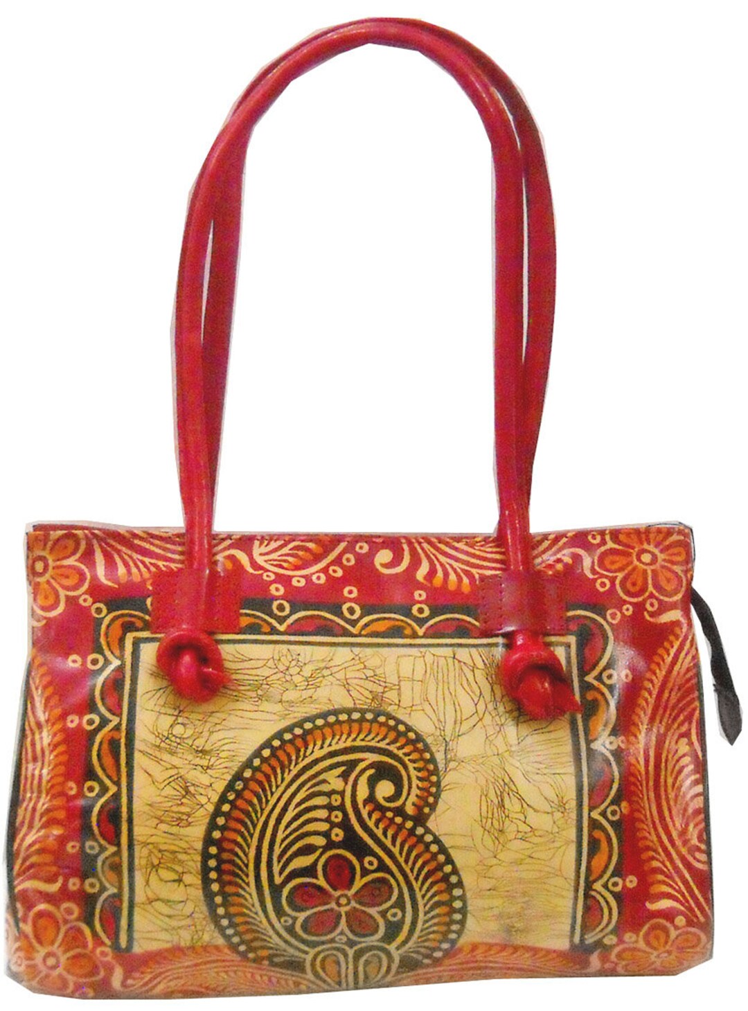 Paisley Batik Design 100% Pure Leather Handmade Shantiniketan Shoulder ...