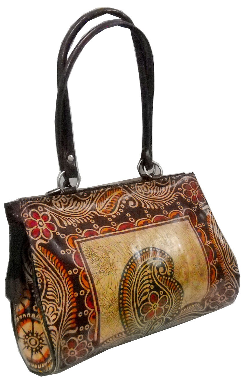 Paisley Batik Design 100% Pure Leather Handmade Shantiniketan Shoulder ...