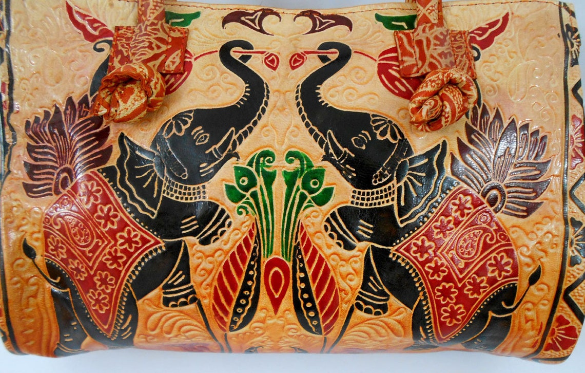 Twin Royal Elephants Design Ethnic Hand Embossed Shantiniketan - Etsy