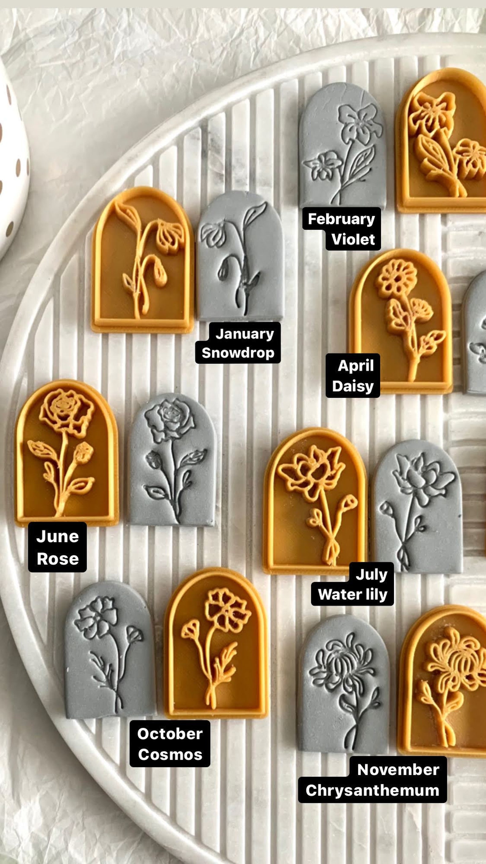 Birth Flower Polymer Clay Embossing Stamp I Art Stamp I - Etsy