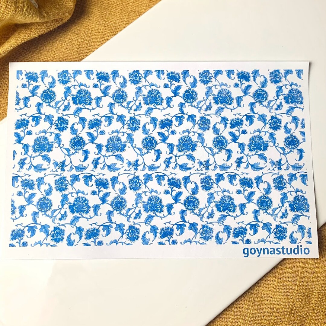 Water Soluble Transfer Paper - Blue China Pattern I Clay Transfer Paper ...