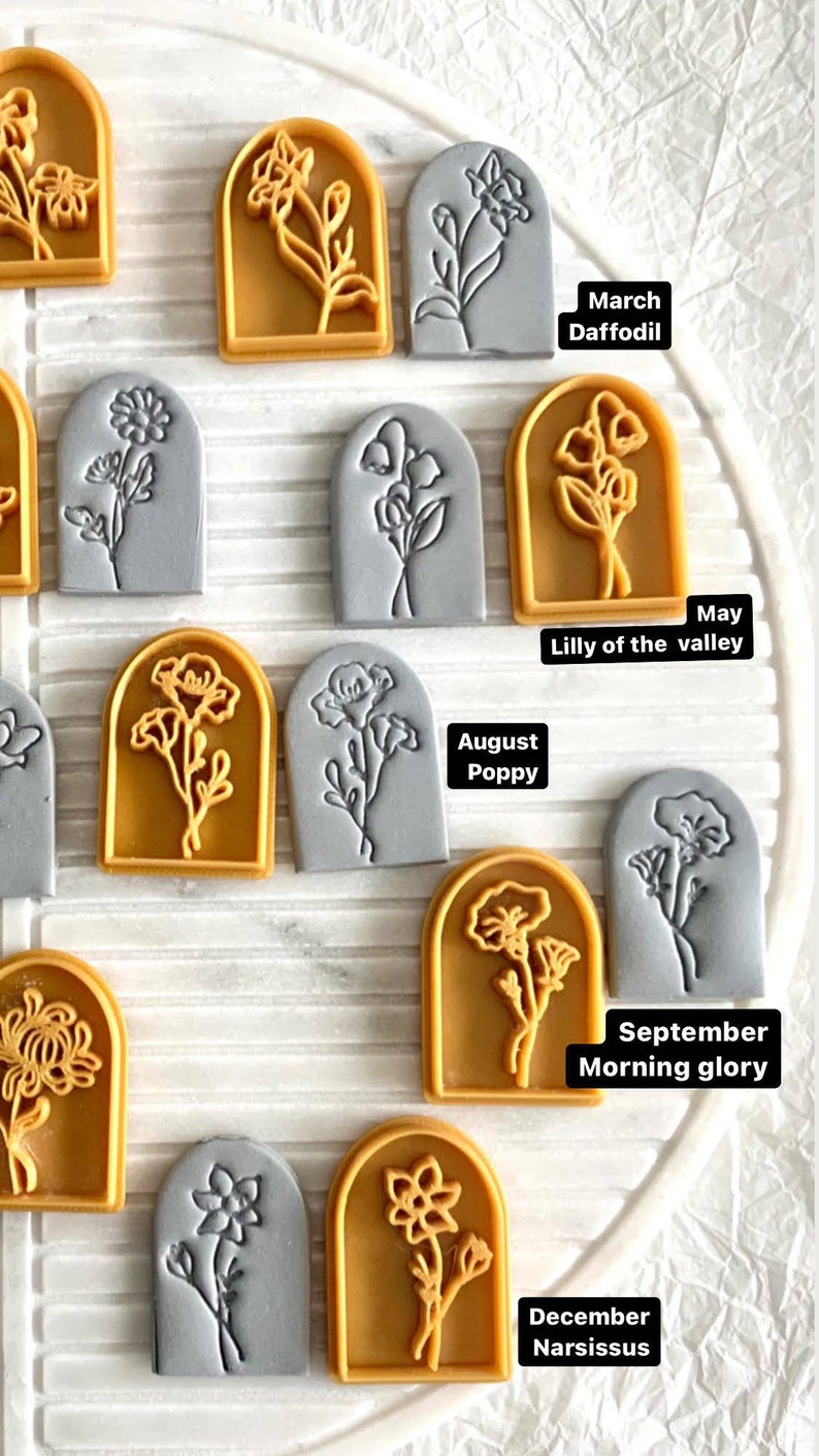 Birth Flower Polymer Clay Embossing Stamp I Art Stamp I - Etsy