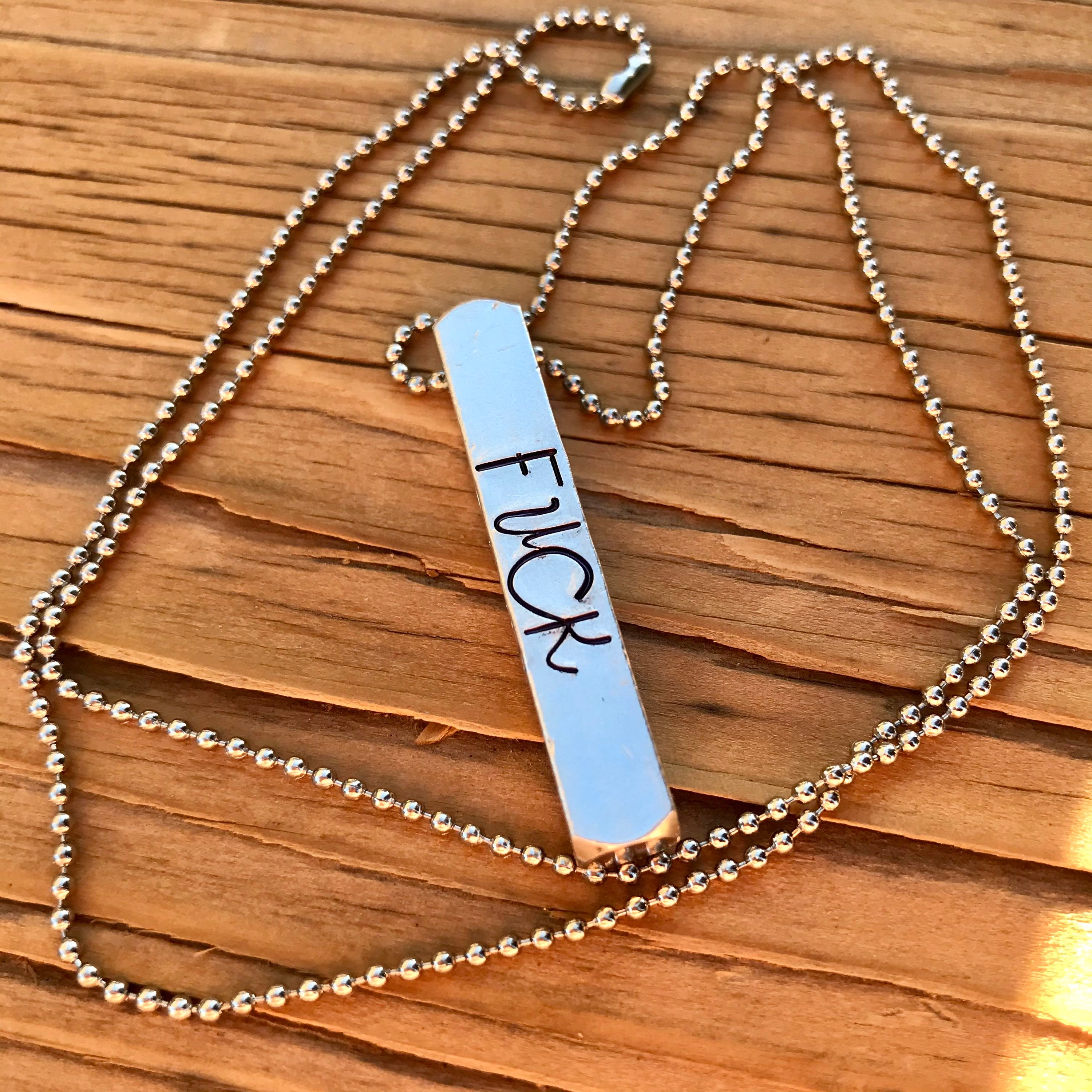 Cuss Word Jewelry Rectangle Bar Curse Word Cuss Word - Etsy