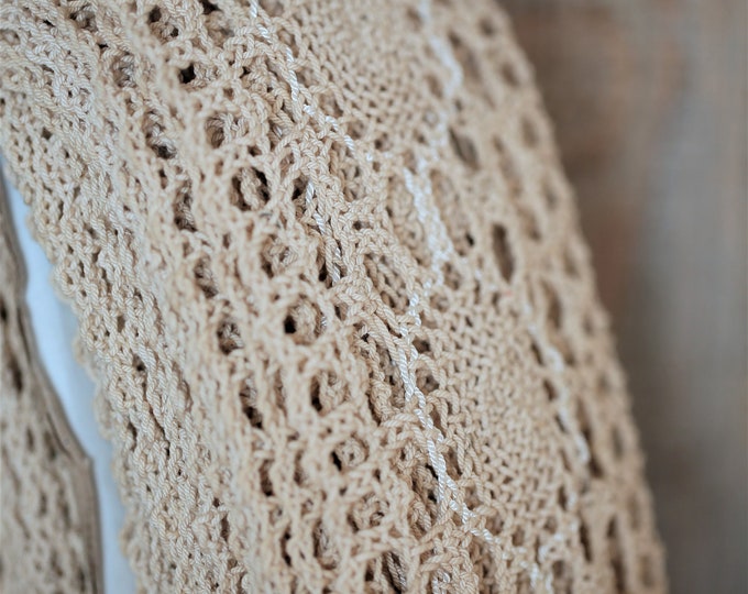 Wide Handmade Vintage Lace Ribbon, Cotton and Linen Threads, Beige ...