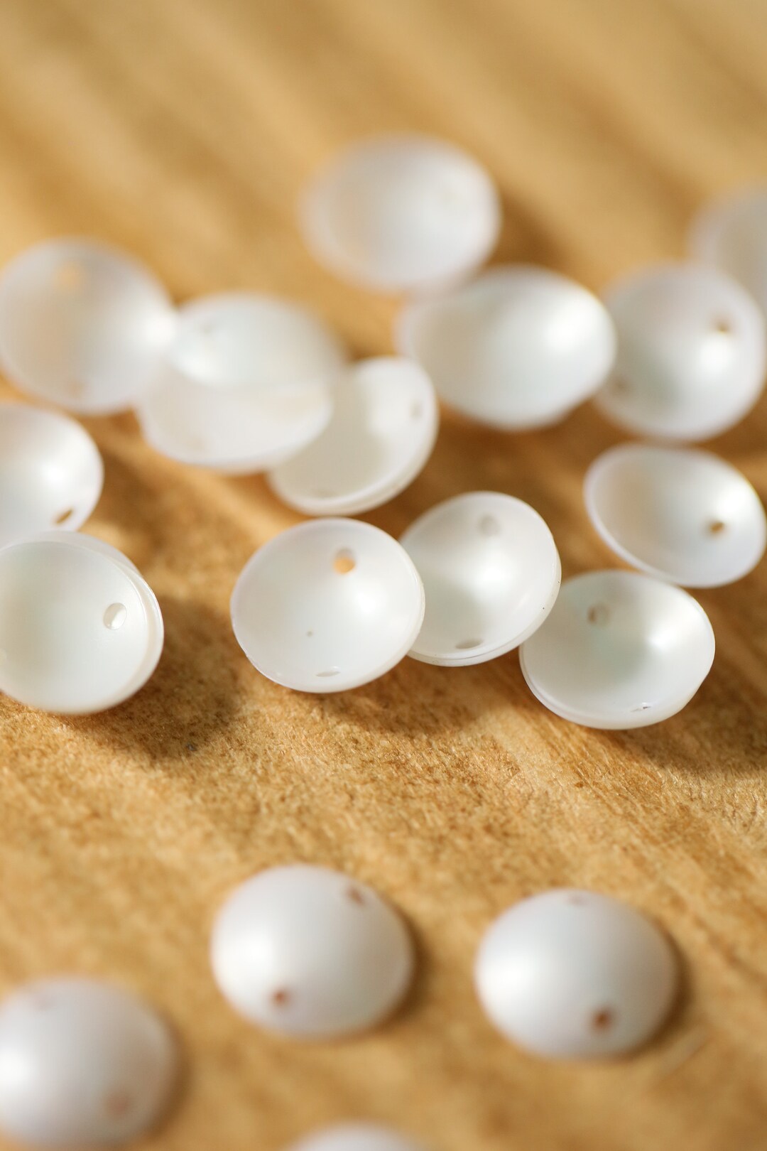 Set of 30 Pearly White and Silver Half-sphere Cabochon Sequins, to Sew ...