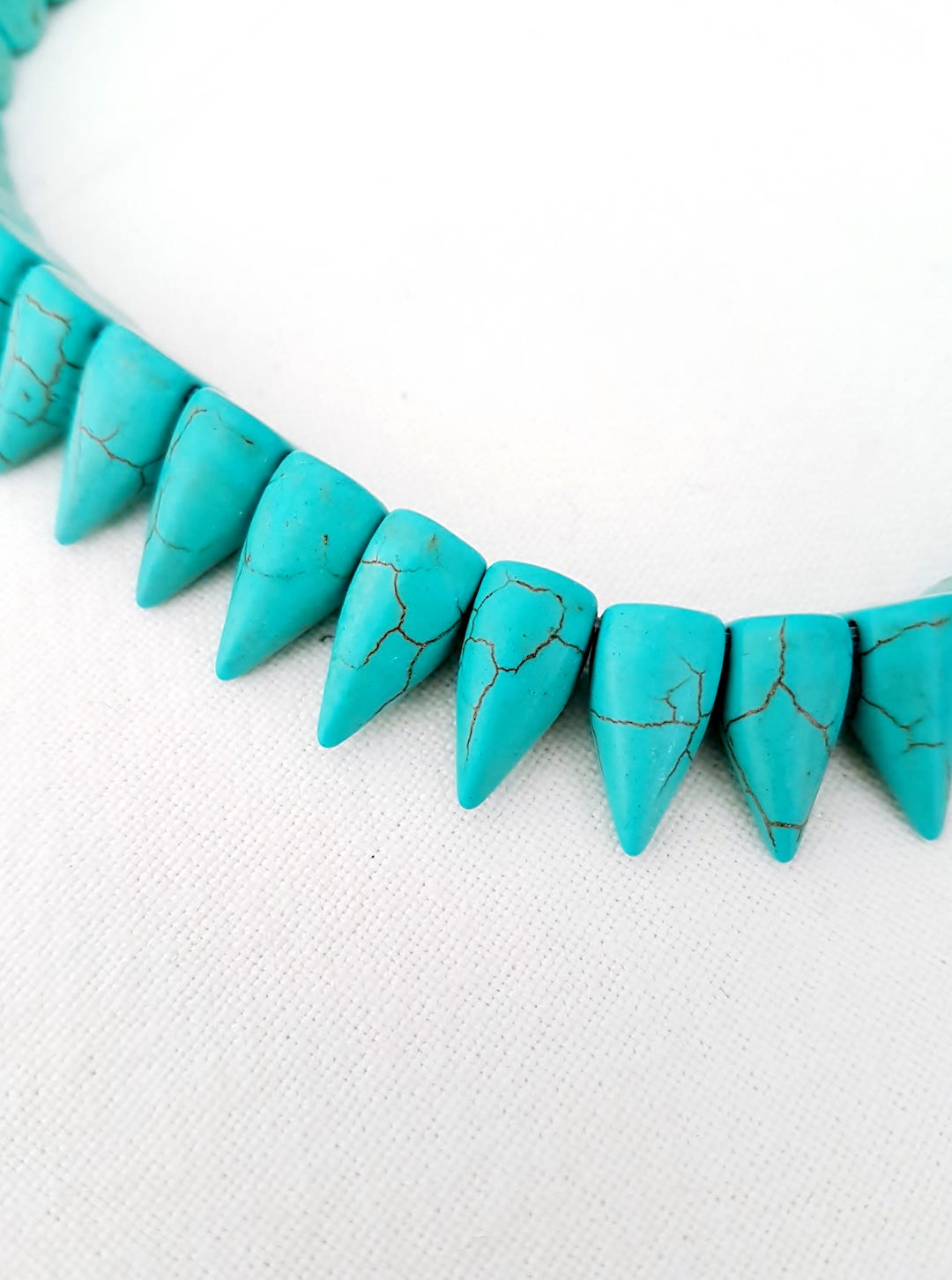 Rosary of 50 Beads, Triangular Imitation Turquoise Cabochons With 4 ...