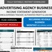 Advertising Agency Business Income Statement Generator | Monthly ...