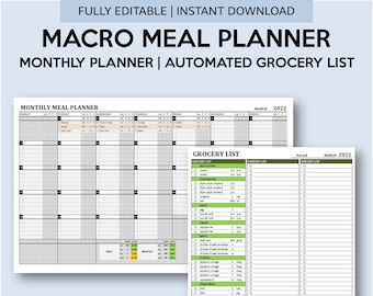 Excel Macro Meal Planner - Etsy
