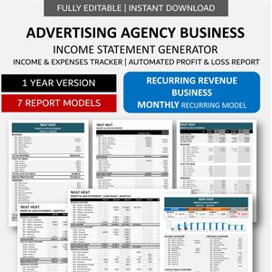Advertising Agency Business Income Statement Generator | Monthly ...