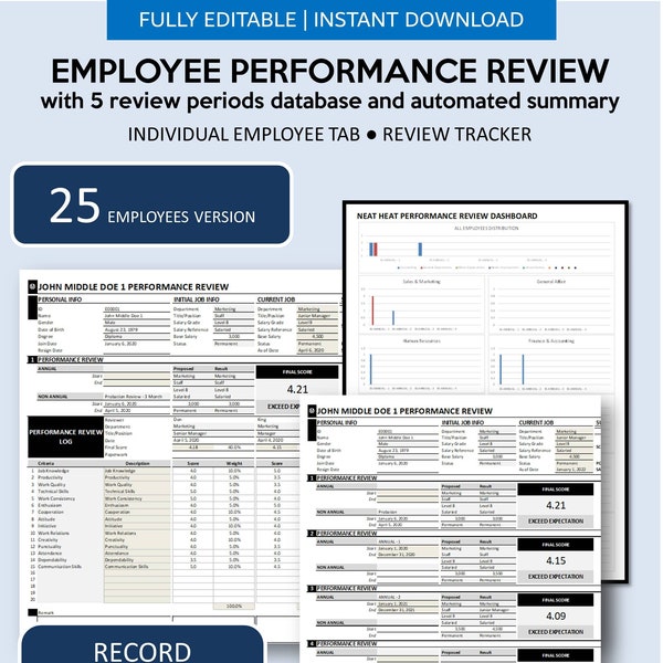 Employee Assessment Template With Database - Etsy