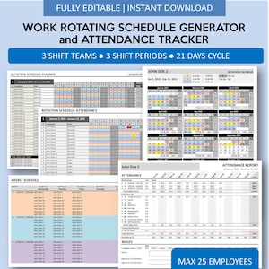 Work Rotating Generator Template and Attendance Tracker Automated ...