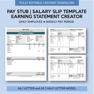 Salary Slip Generator | Earning Statement Template | Pay Slip Creator ...