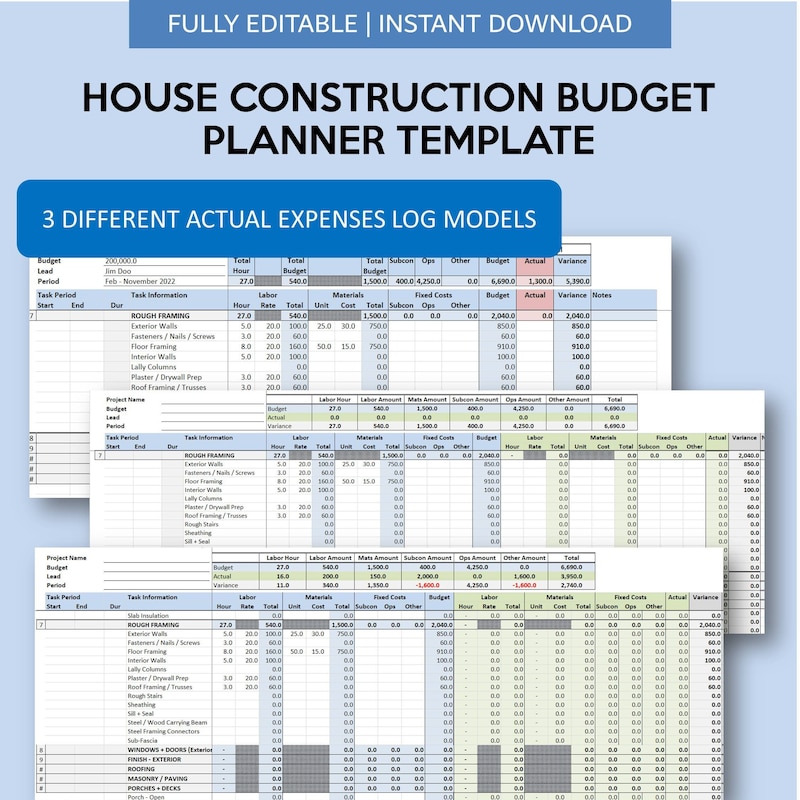 Residential Construction Budget Template - Etsy