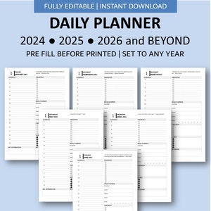 Daily Planner 2024 - 2025 - 2026 and Beyond | Daily Planner Printable ...