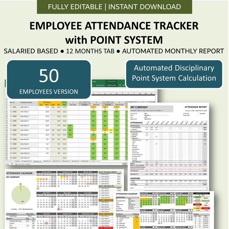 Employee Attendance Tracker Pto - Etsy