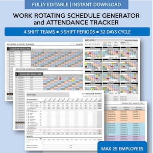 Work Rotating Generator Template and Attendance Tracker | Automated ...