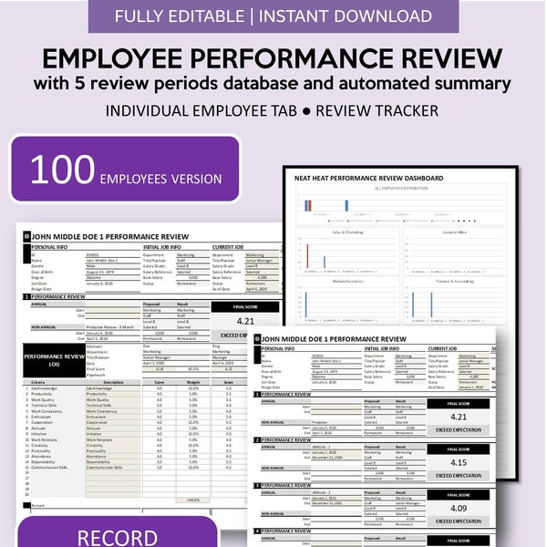 Employee Assessment Template With Database - Etsy