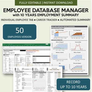 Employee Database Management System for Excel and Google Sheets | Human ...