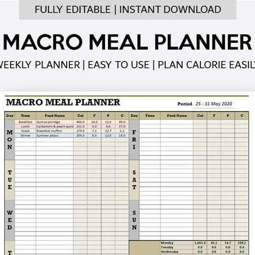Heart Healthy Meal Planner Excel Template Fully Editable Norway 