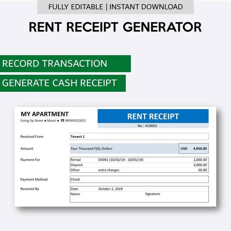 House Rental Receipt - Etsy