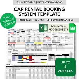 Car Rental Daily Booking Template | Auto Rental Reservation Template ...
