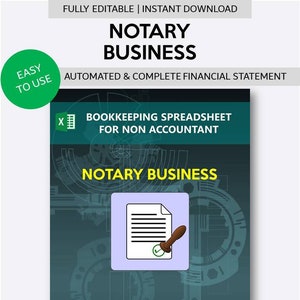 Notary Business Bookkeeping Spreadsheet for Non Accountant | Services ...