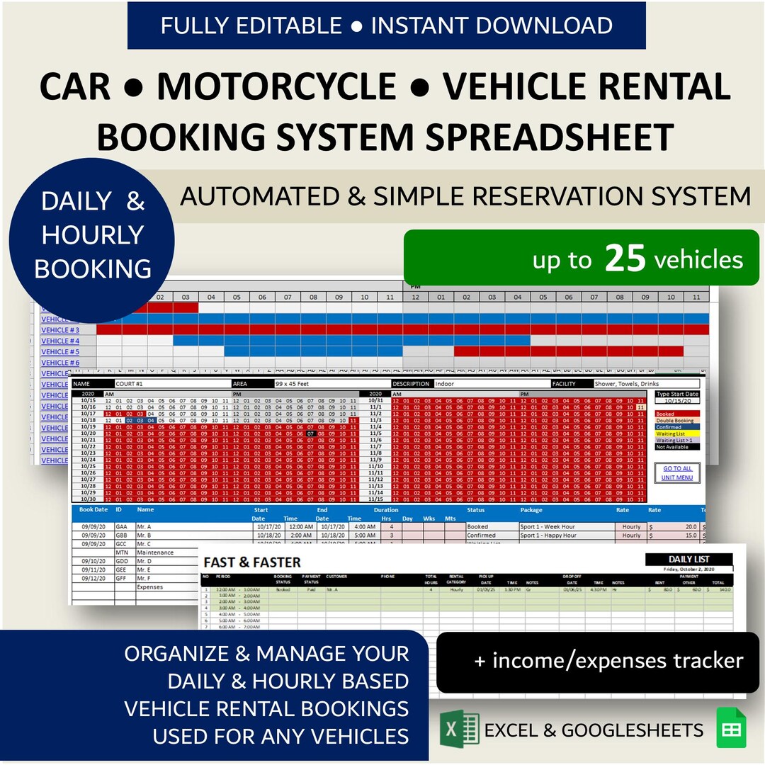 Car Rental Daily Hourly Booking System | Motorcycle Rental Reservation ...