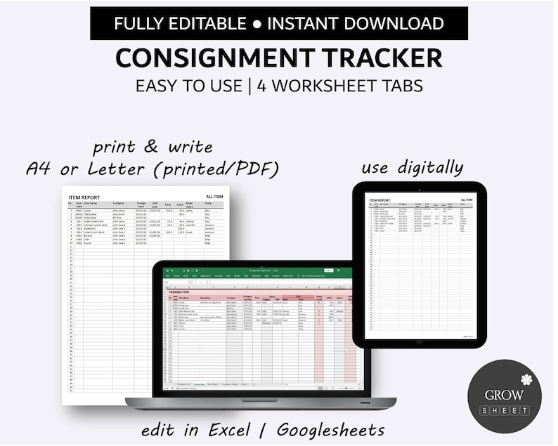 Consignment Tracker | Simple Store Inventory Database | Etsy ...