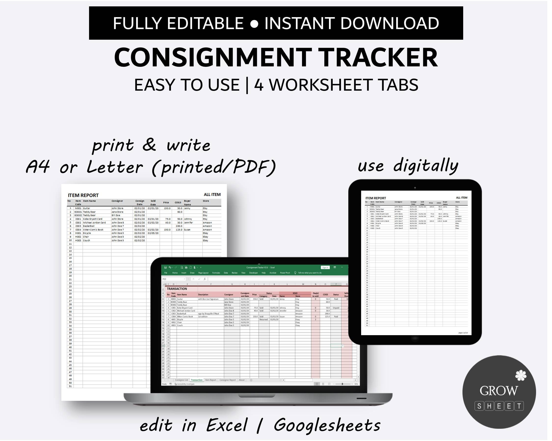 Consignment Tracker | Simple Store Inventory Database | Etsy ...