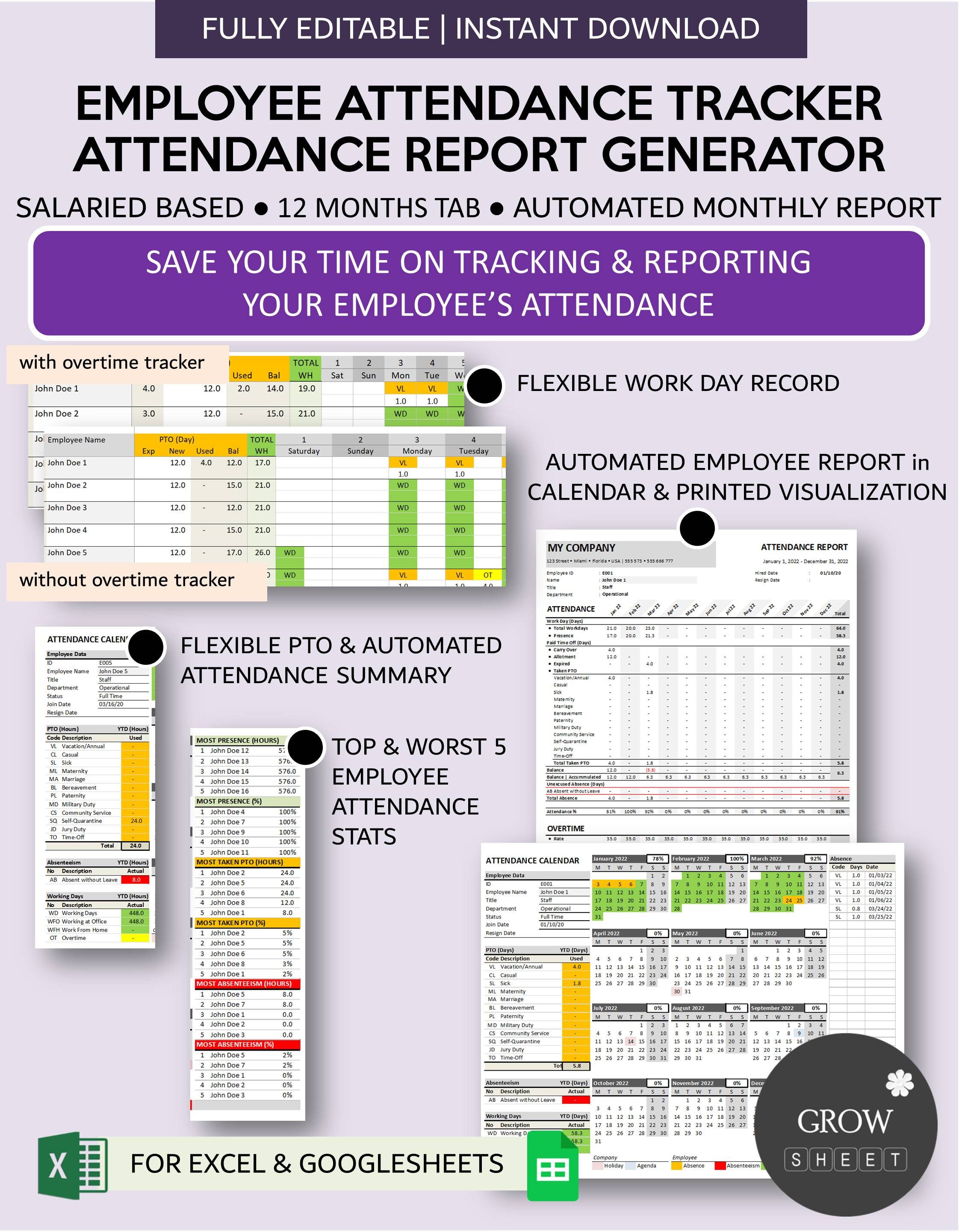 Employee Attendance Tracker and Report Generator | Monthly Leave ...