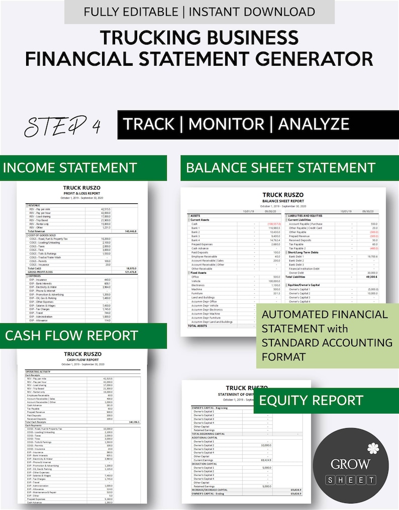 Trucking Business Financial Statement Generator | Automated Profit ...
