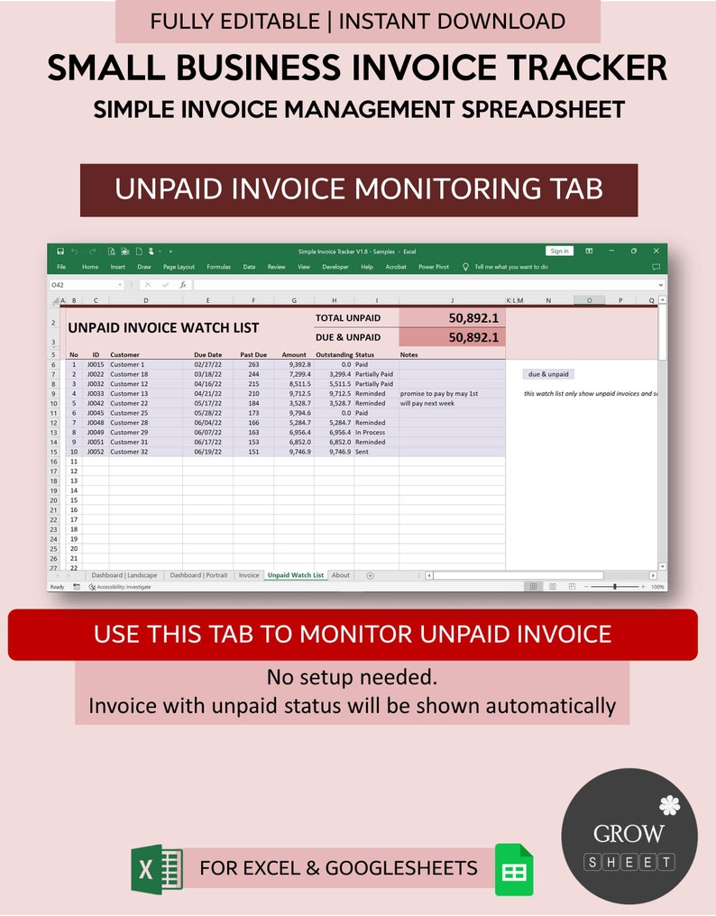 Invoice Tracker Spreadsheet | Small Business Invoice Management ...