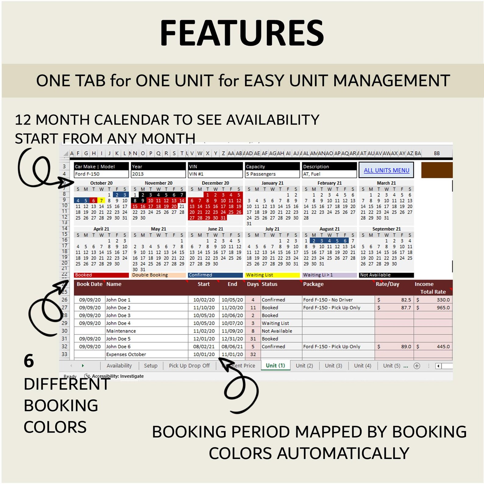 Car Rental Daily Booking Template | Auto Rental Reservation Template ...