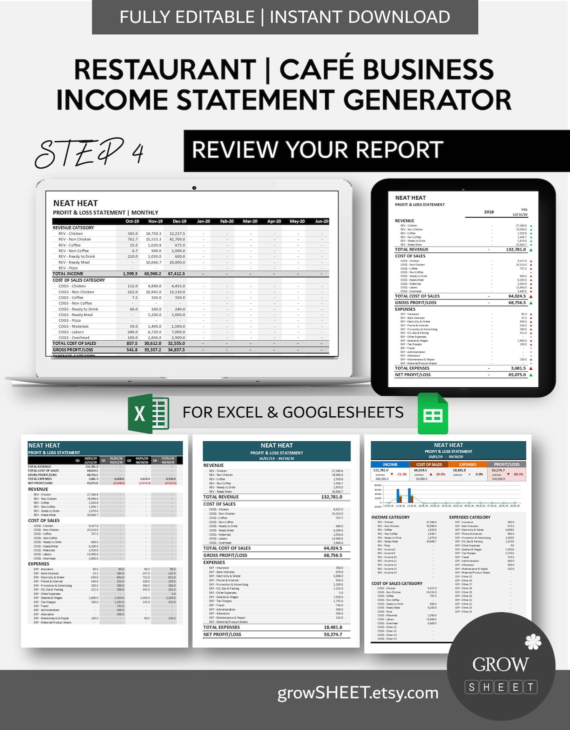 Restaurant Business Income Statement Generator Automated Profit & Loss ...