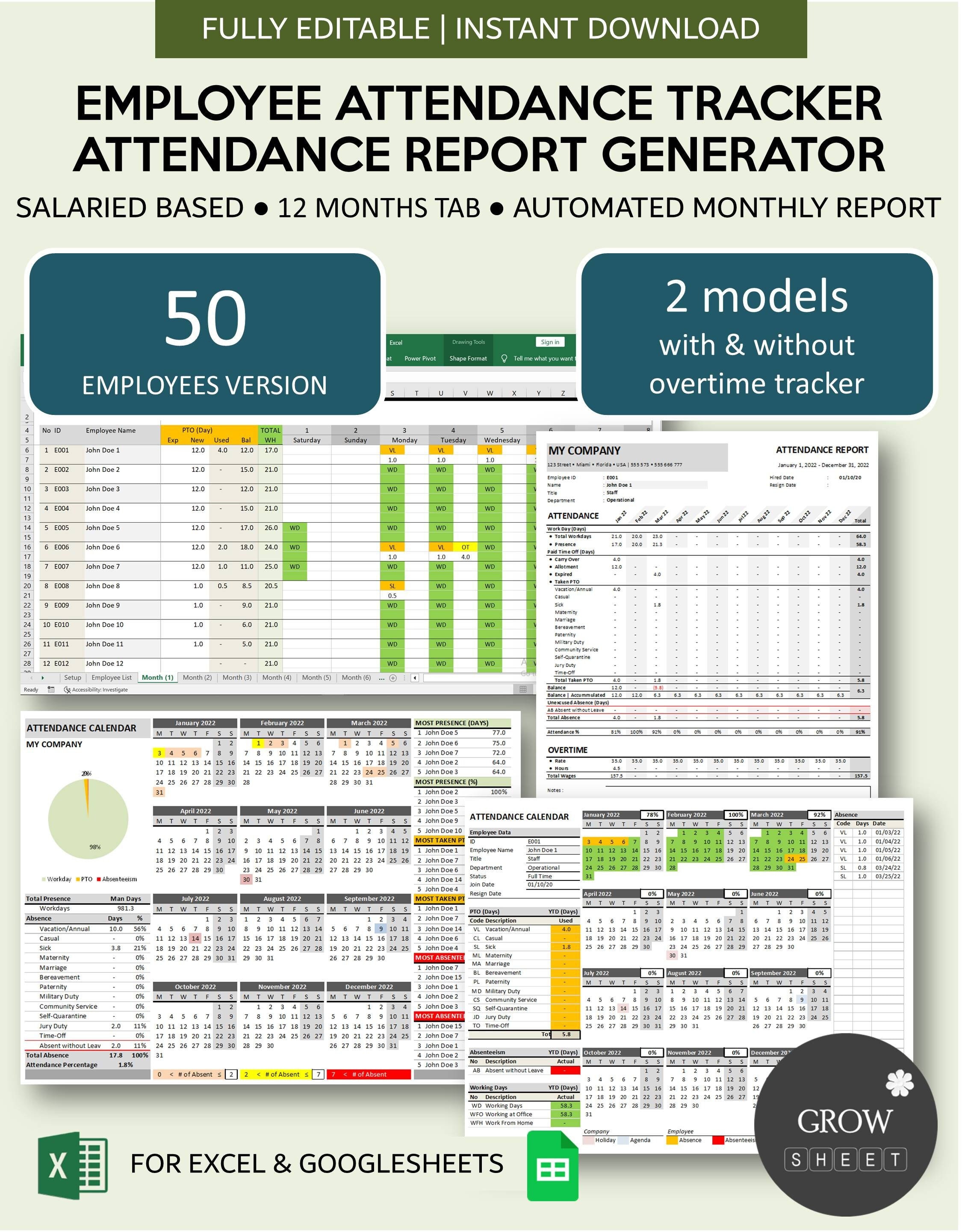 Employee Attendance Tracker and Report Generator Monthly Leave Planner ...