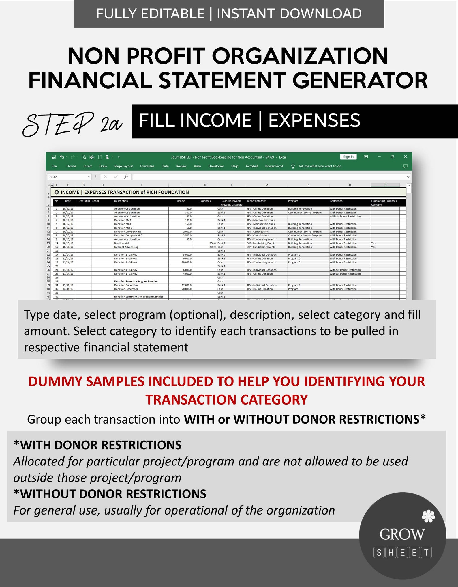 Non Profit Organization Financial Statement Generator | Charitable ...