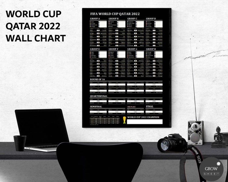 Printable World Cup Qatar 2022 Wall Chart Minimalist Model Etsy
