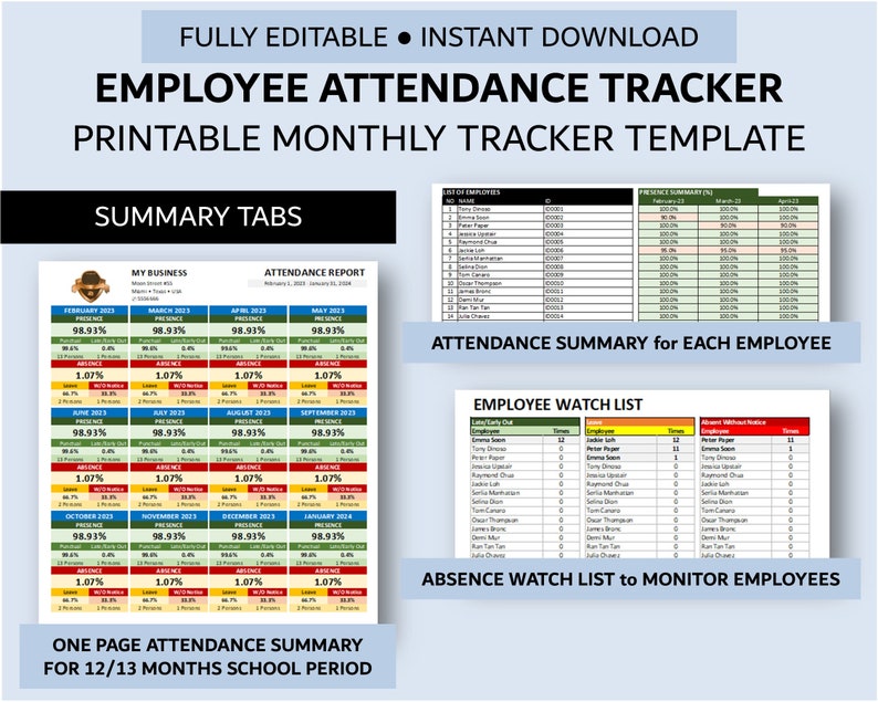 Employee Attendance Tracker | Daily Attendance Record | Start From Any ...
