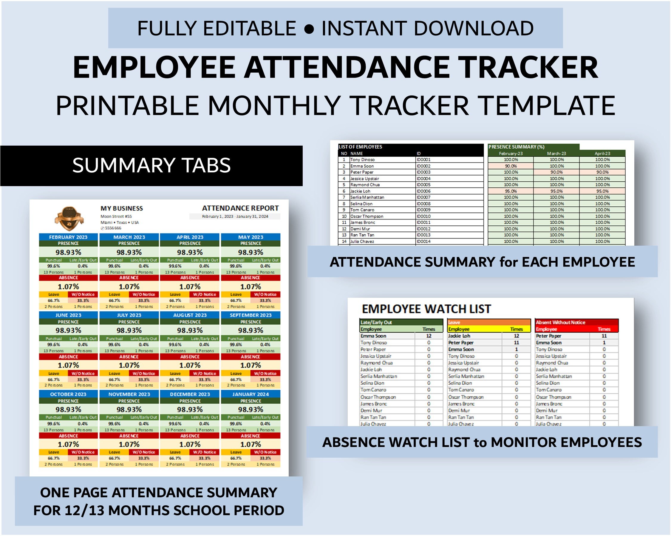 Employee Attendance Tracker | Daily Attendance Record | Start From Any ...